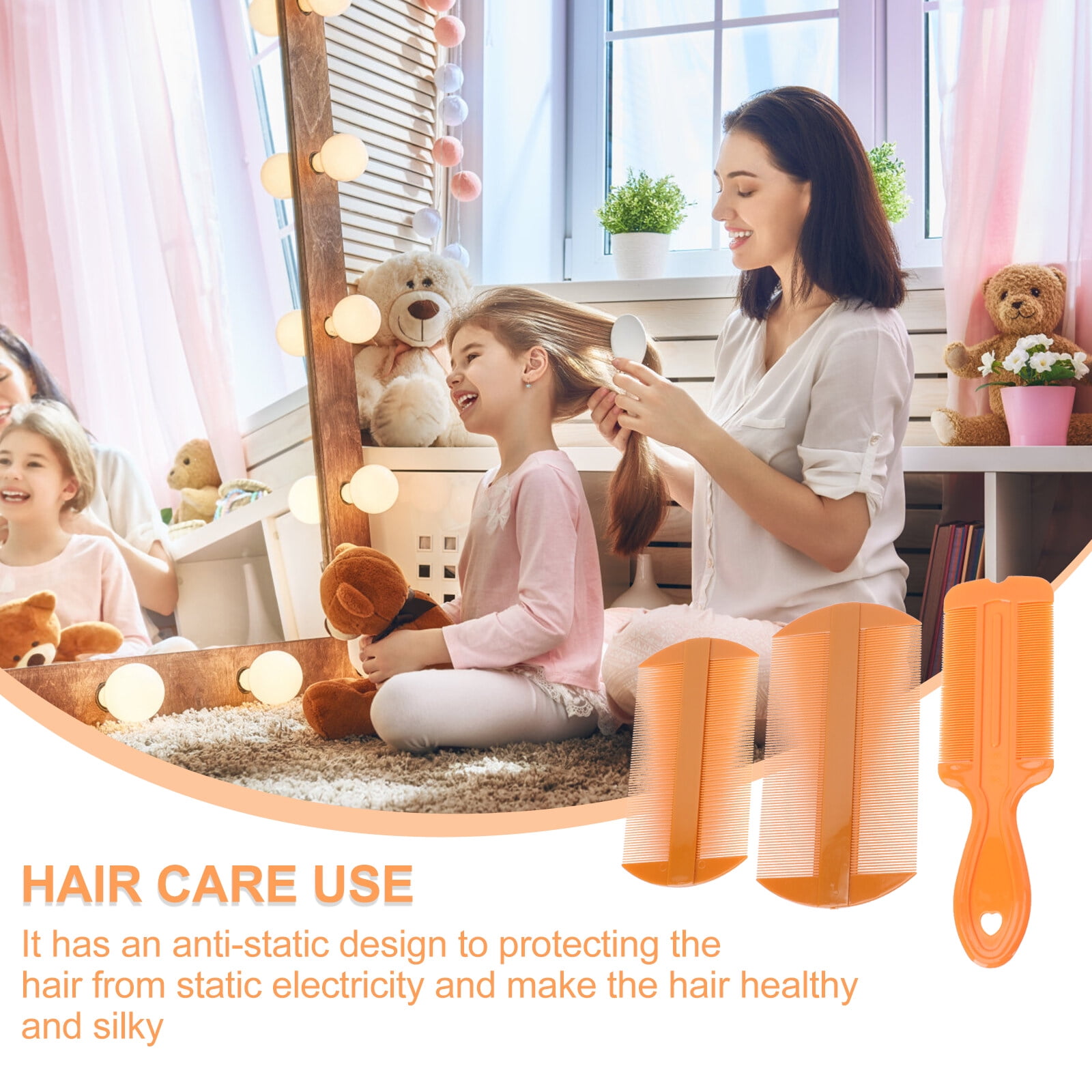 lice comb 3Pcs Double Sided Massaging Combs for Hair and Scalp (6.1X1 ...