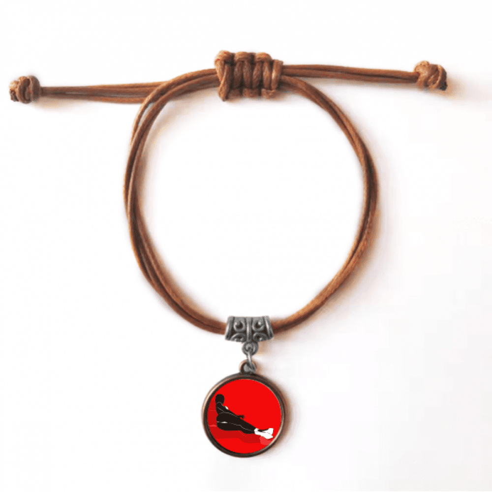 lie down red beautiful woman bracelet leather hide wristband brown ...