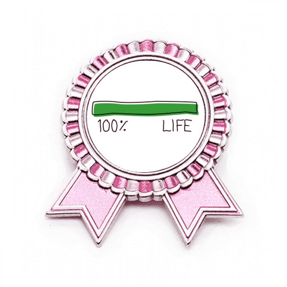 life energy progress bar hundred percent longevity elderly Badge Brooch ...