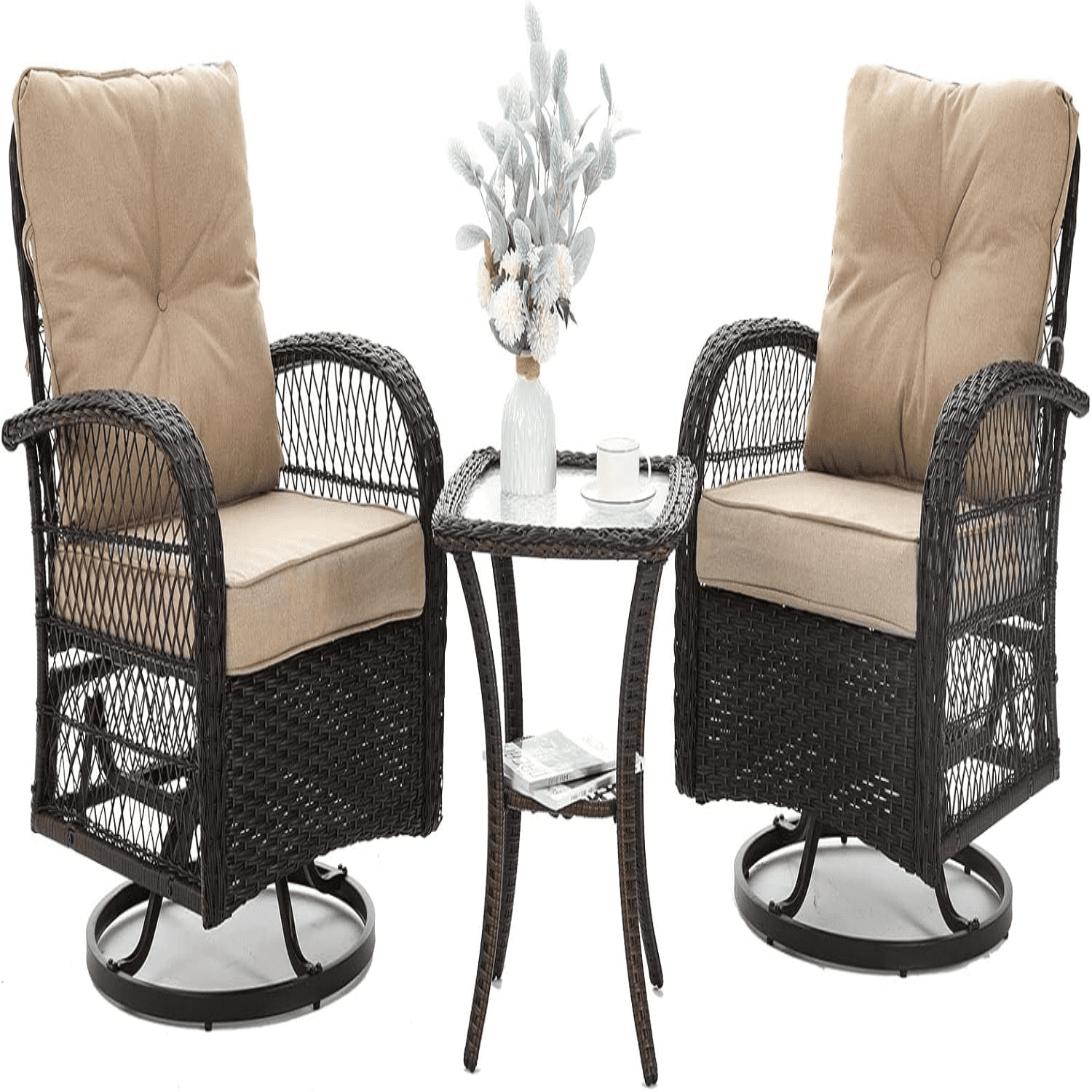 lifeboombiulife 3 Pieces Patio Furniture Set Outdoor Swivel Glider ...
