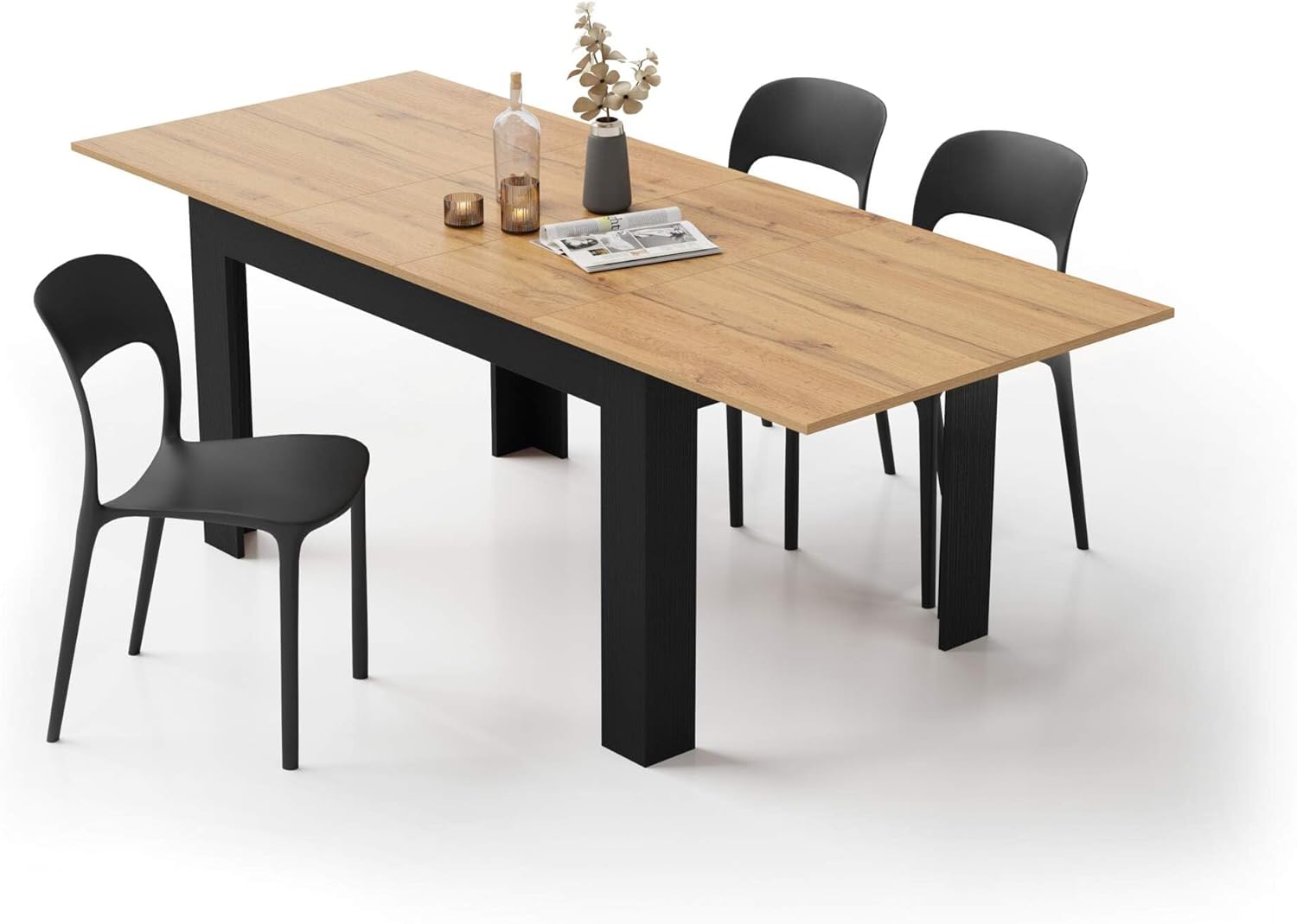 lifeboombiulife Easy Extendable Dining Table 55 1(86 6) x35 4 in Oak ...