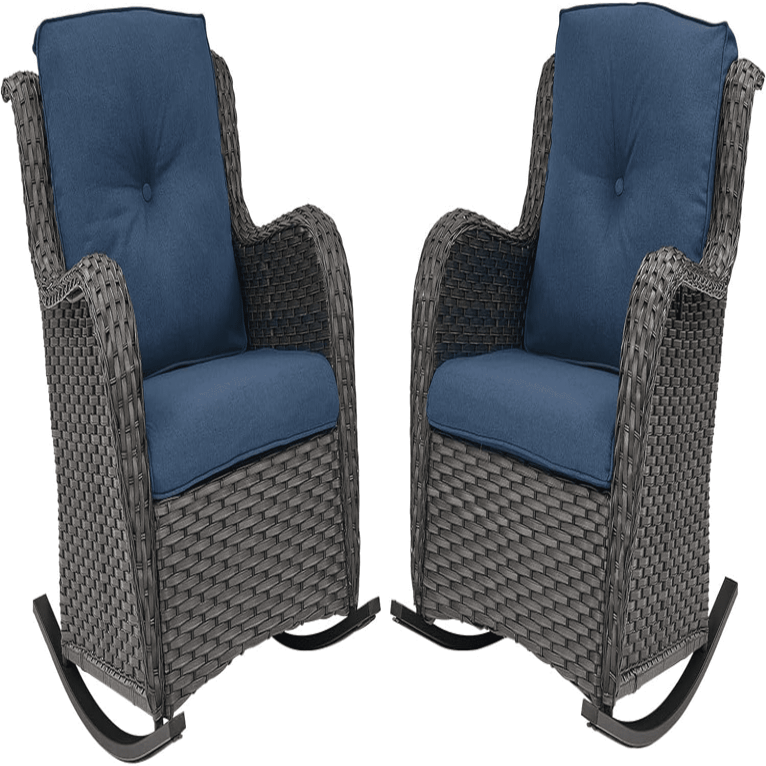 lifeboombiulife Patio Rocking Chairs Bistro Set - Wicker Outdoor ...