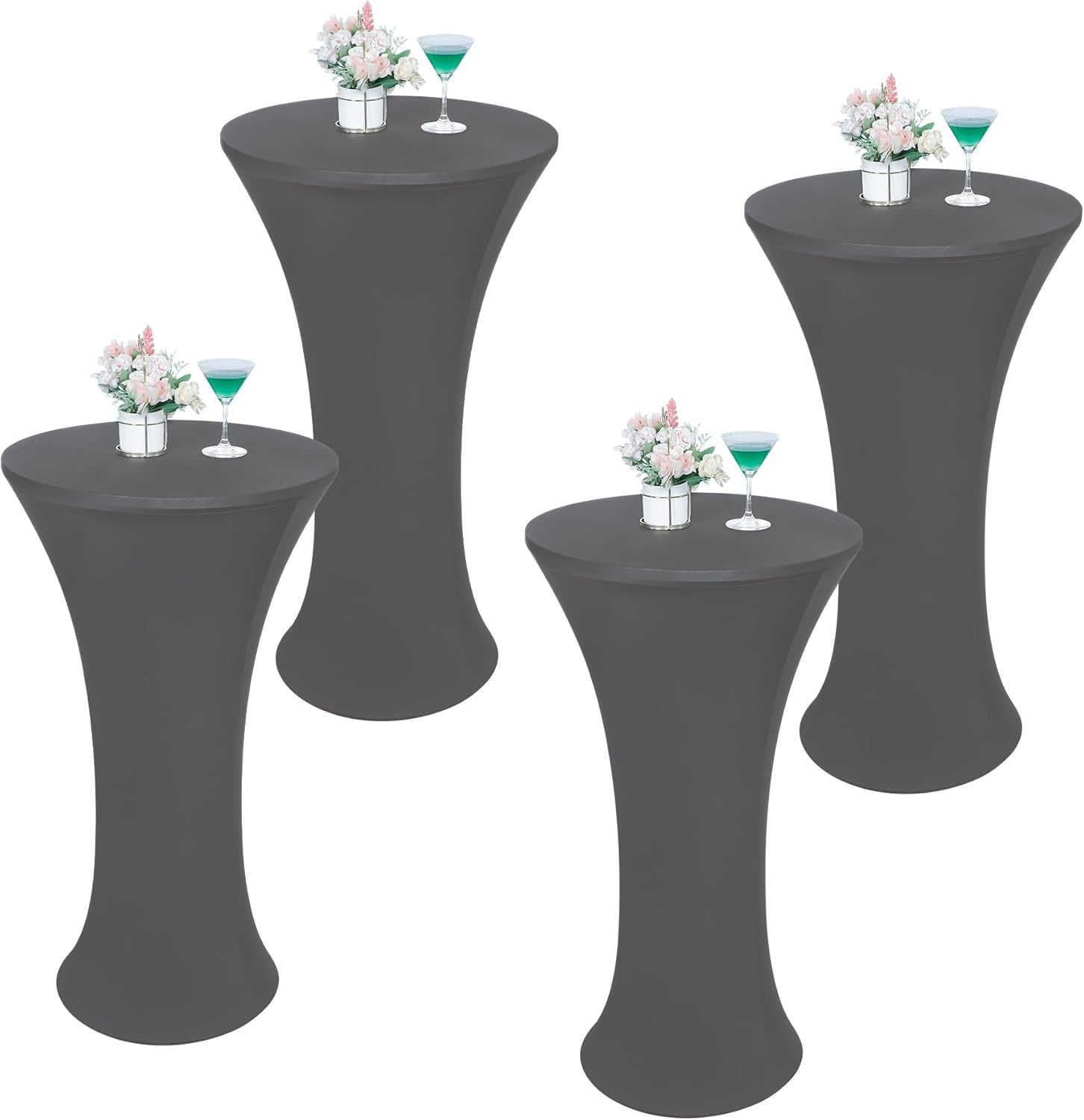 lifrceu 4PCS 32x43 Inch Black Round Cocktail Tablecloth Fitted Highboy ...