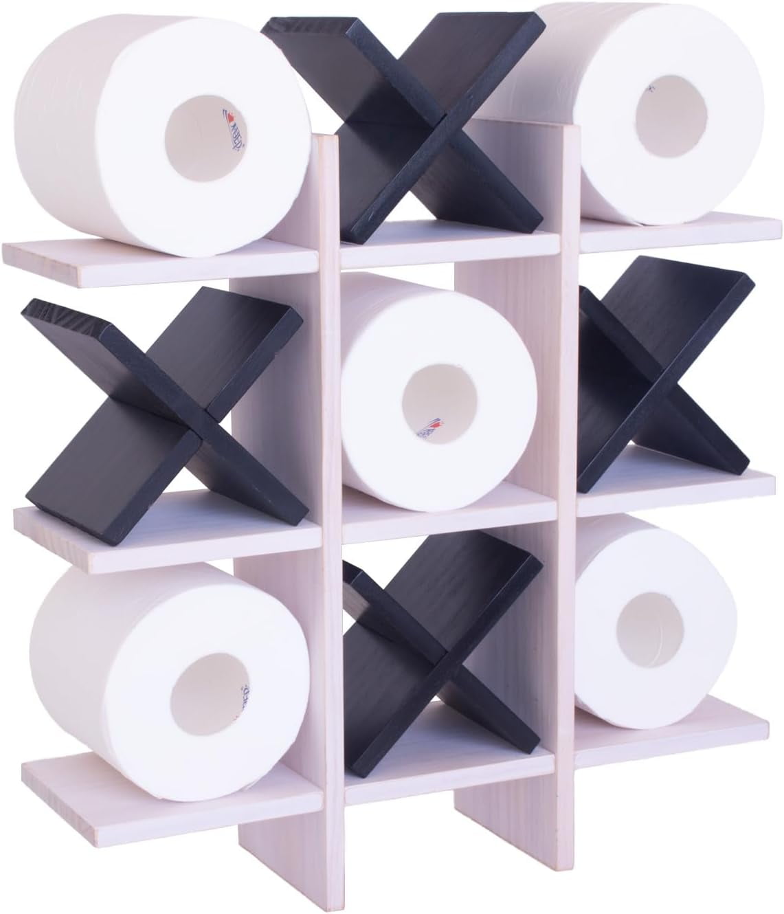 lifrceu Tic Tac Toe Toilet Paper Holder Stand with 4pcs Wooden X ...