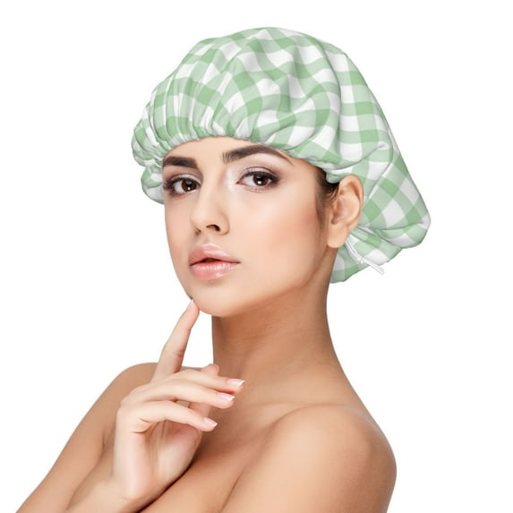 light green checkered Grid Silk Bonnet for Sleeping Women/Men ...