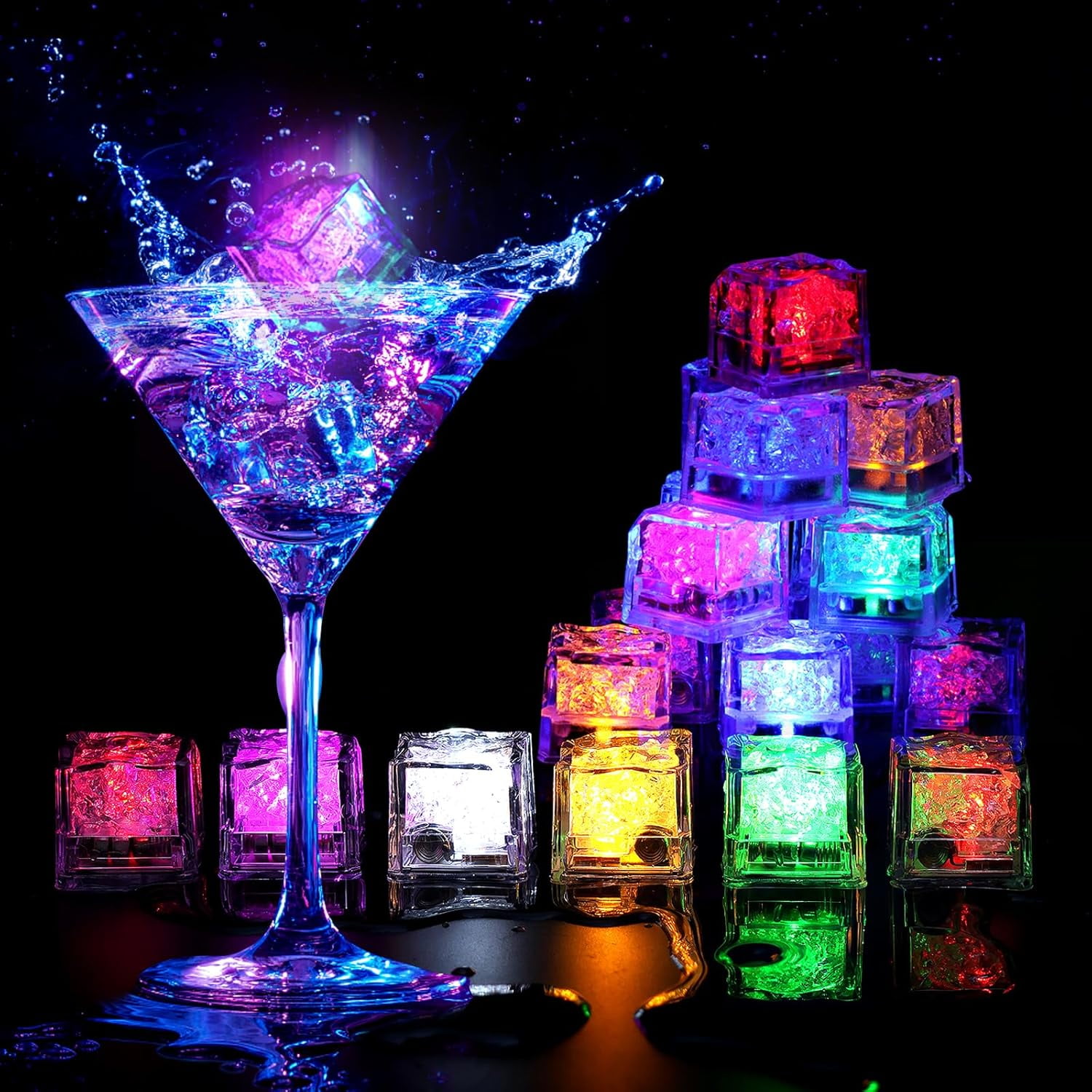**light up ice cubes for drinks, 12 pack led ice cubes liquid activated ...