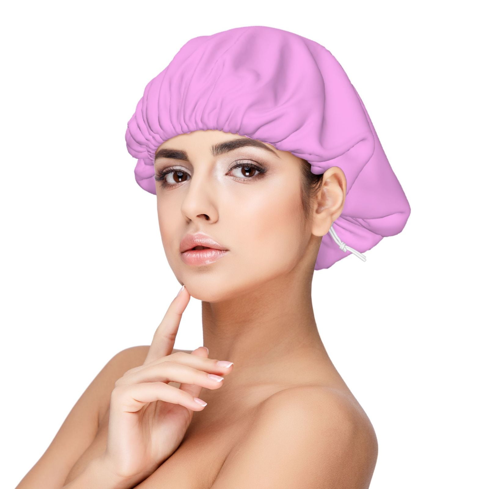 light-pink Silk Bonnet for Sleeping Women Men, Adjustable Elastic Satin ...