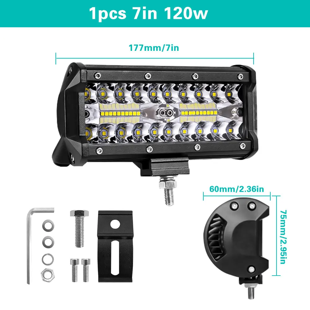 lightbar flood led diode LED spotlight beam led 12v 24v 6000k 4x4 off ...