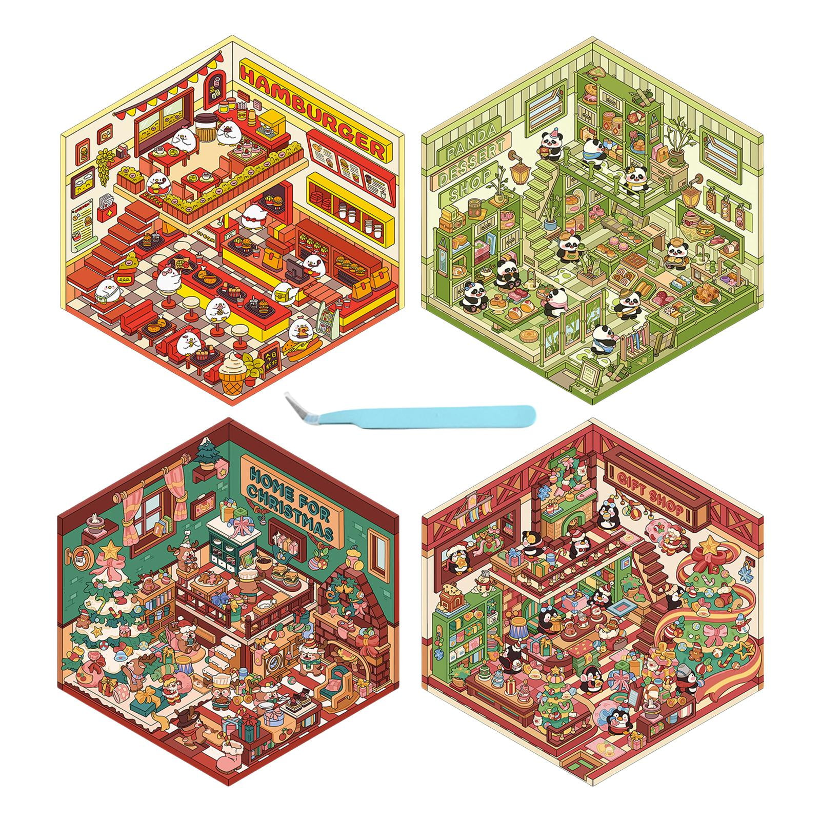 liilaimic 3D House Scene Stickers,Decorative 3D Miniature Scene Decal ...