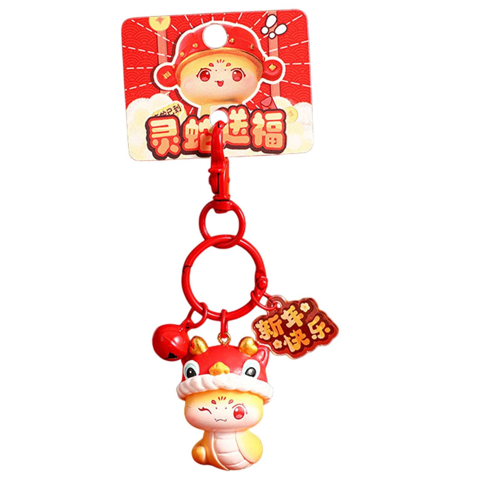 liilaimic Chinese New Year Snake Keychain,Snake Statue Figurine ...