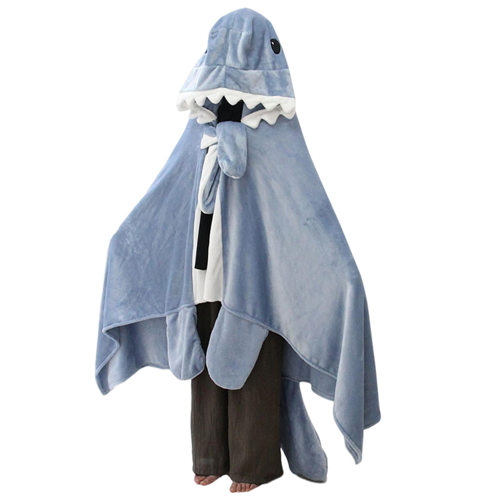 liilaimic Shark Blanket,Cute Shark Shape Cloak,Shark Wearable Hooded ...