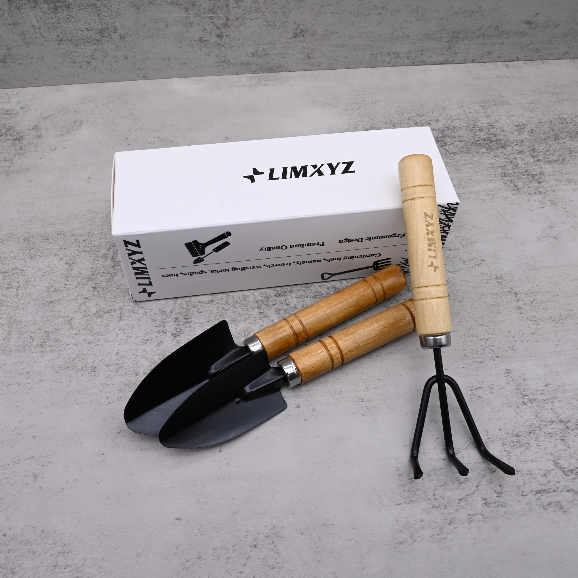 limxyz Gardening tools, namely, trowels, weeding forks, spades, hoes ...