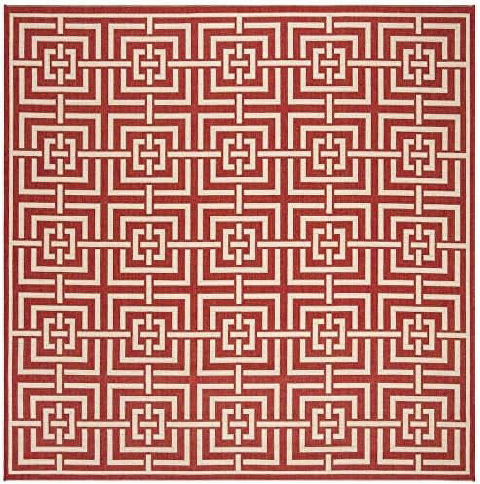linden collection 6'7'' square red/cream lnd128q geometric indoor ...