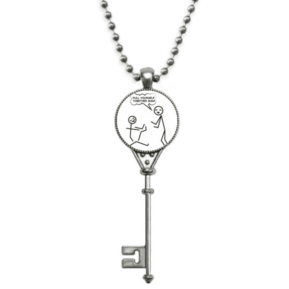 line man body joint leg art deco fashion pendant vintage necklsilver ...
