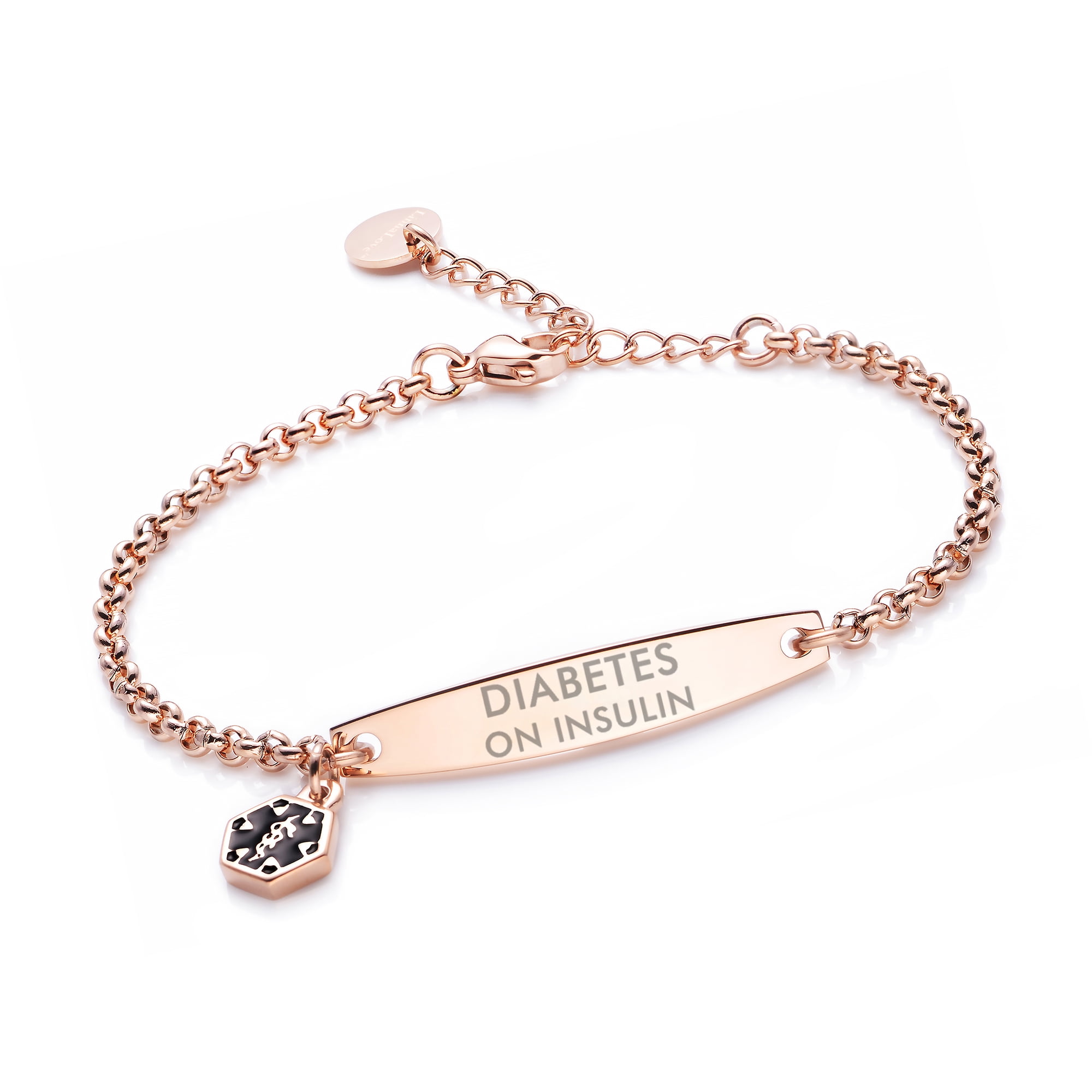 linnalove Medical id bracelet for Women Rose gold diabetes on insulin ...