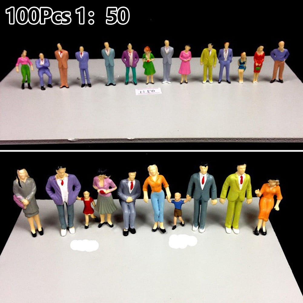 linyes 100Pcs 1:50 Scale Model Miniature Figures N Scale Painted Scenes ...