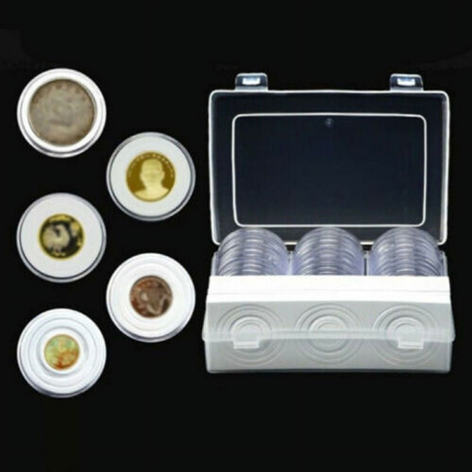 linyes 30Pcs Plastic Clear Round Cases Coin Storage Boxes Capsules ...