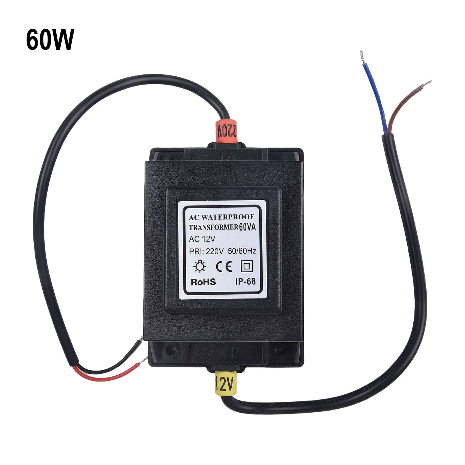 linyes LED Transformer 12V AC/AC Power Supply 60W IP67 Outdoor Lighting ...
