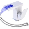 linyes LED Waterfall Faucet Washbasin Tap Sink Basin Deck Mounted Cold ...