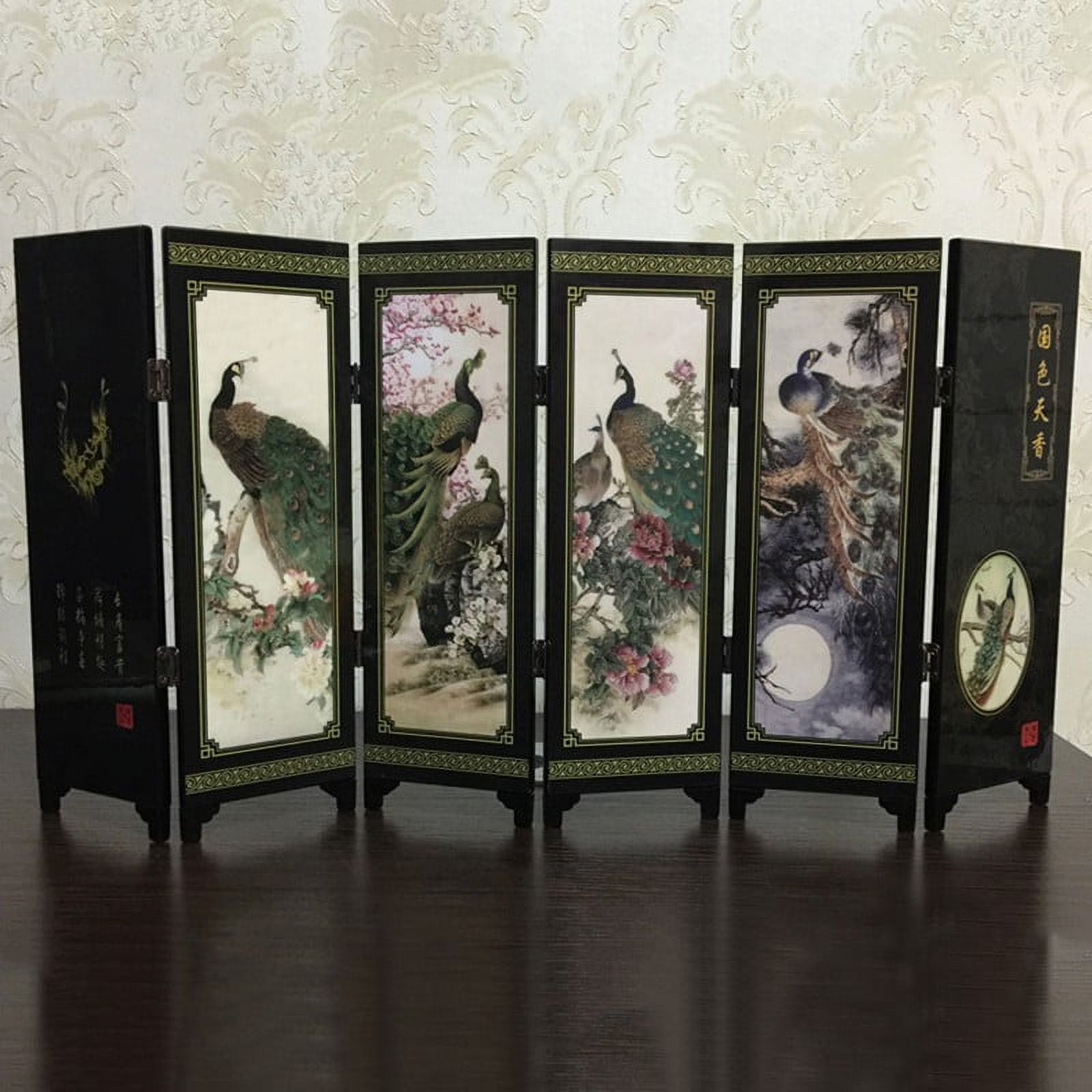linyes Mini Room Divider Folding Peacock Screens Mini Room Divider Wall ...