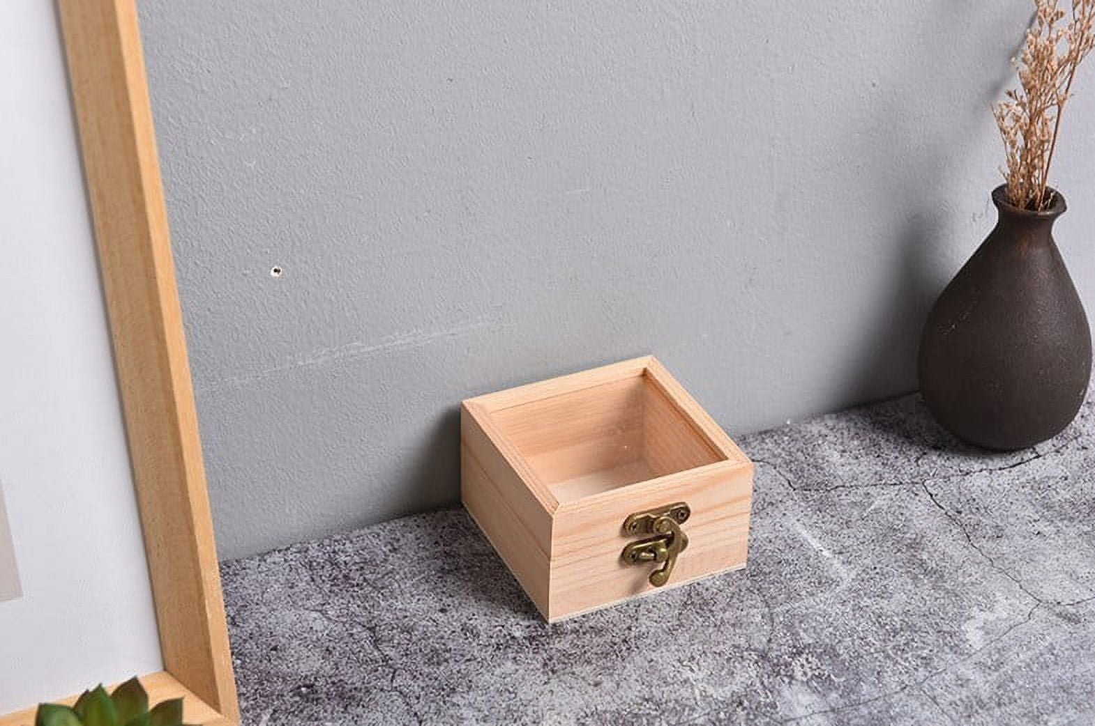 linyes Vintage Wooden Storage Box Container Square Hinged Storage Boxes ...