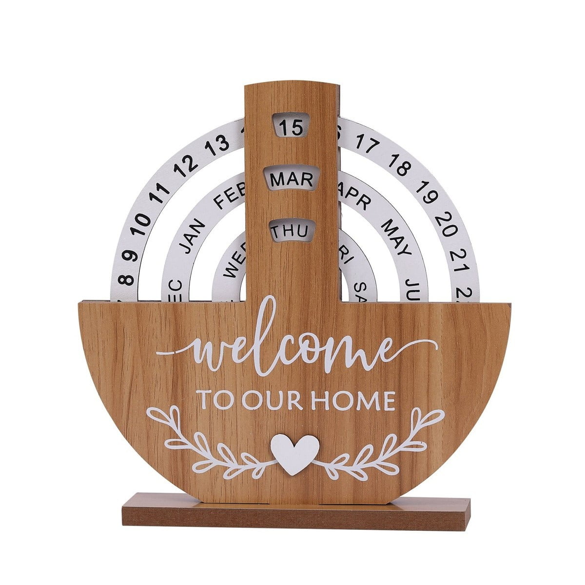 linyes Wooden Desk Decoration Moon Rotatable Calendar for Perpetual ...