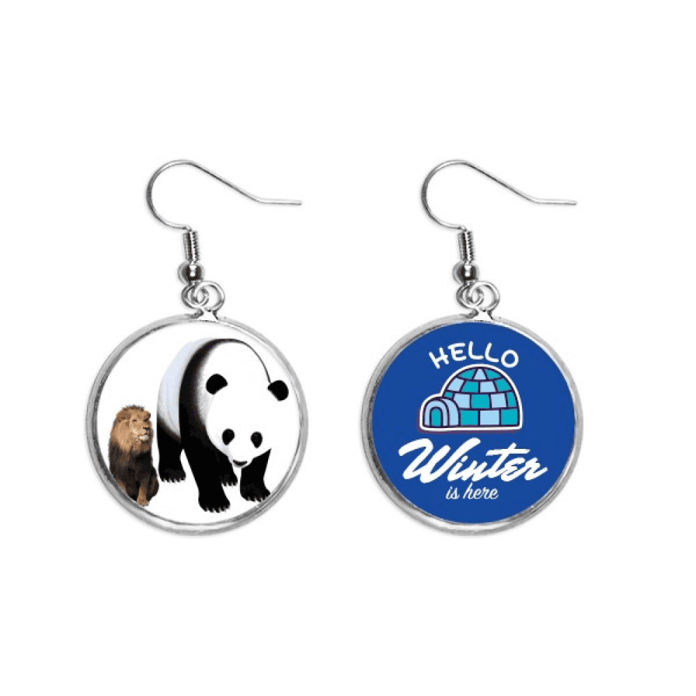 lion animal panda stature dangle drop winter ice earring jewelry ...