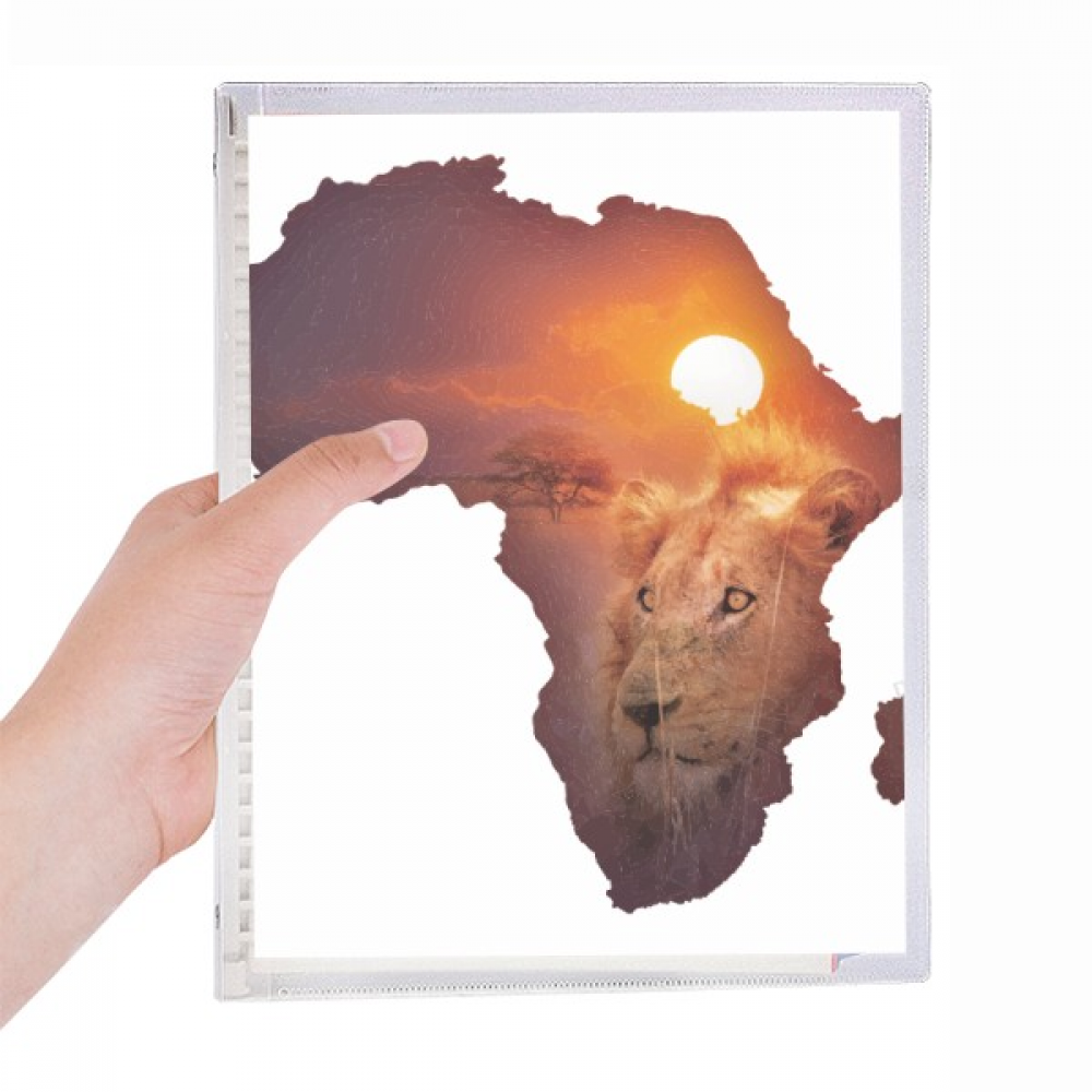 lion prairie african continent name map notebook loose diary refillable ...