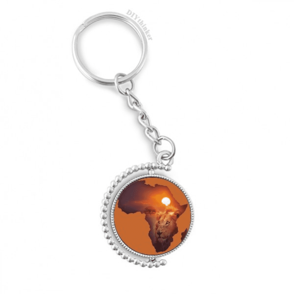 lion prairie african continent name map rotatable keyholder disc ...
