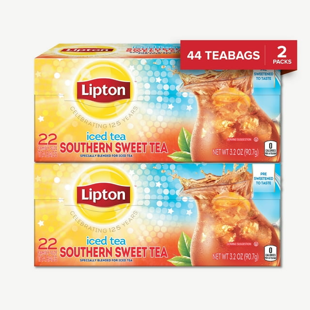 Lipton Southern Sweet Iced Tea Bags, Pre-Sweetened, Brewed, 22 Count ...