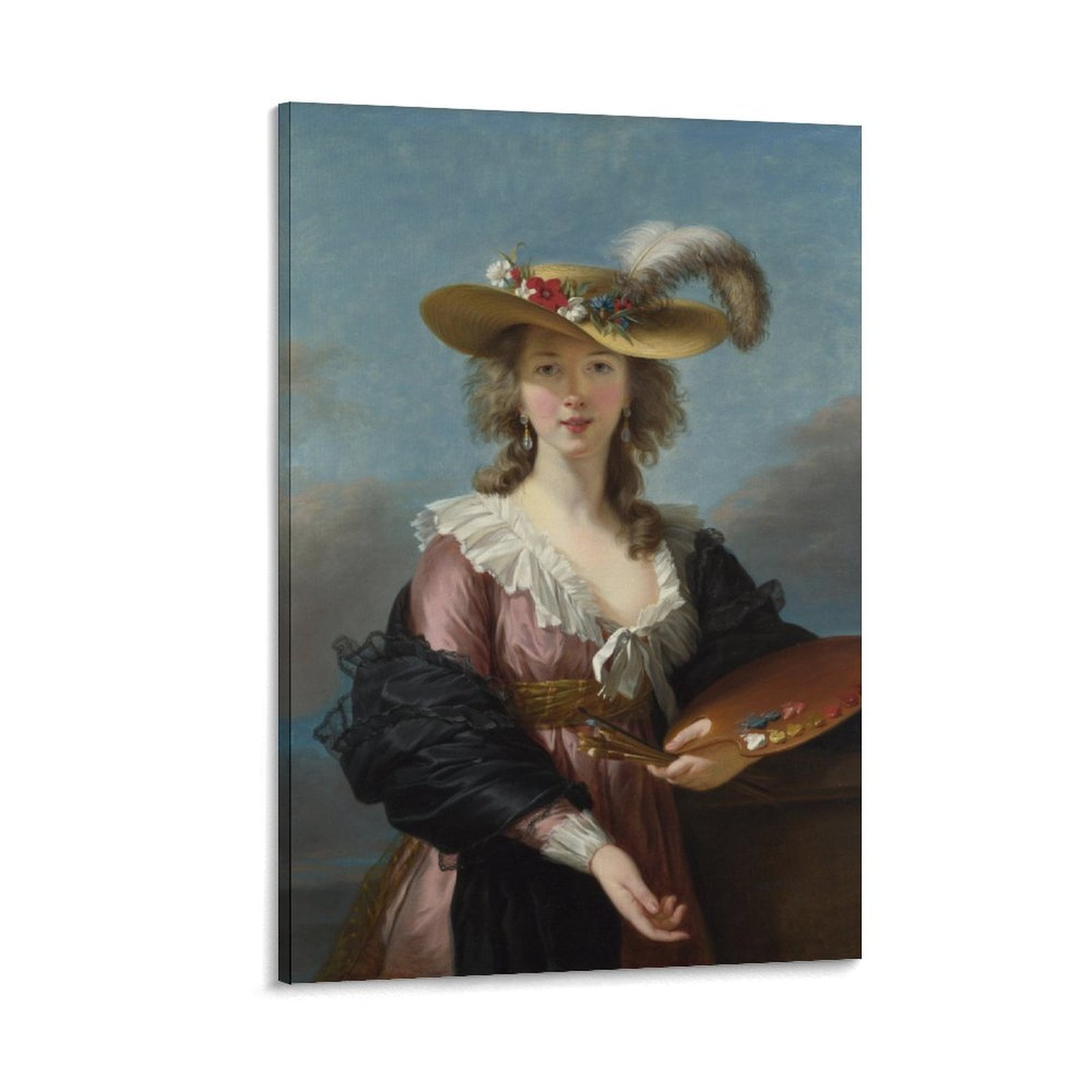 Élisabeth Louise Vigée Le Brun - Self Portrait in A Straw Hat Posters Wall Art Painting Canvas ...