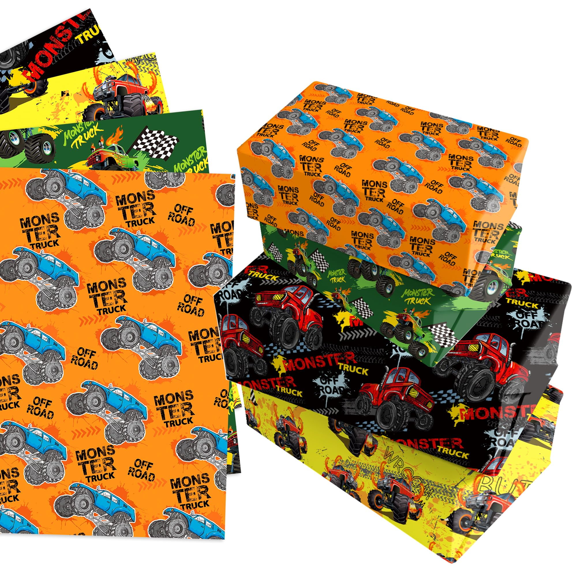 littkeef cliaet Monster Truck Wrapping Paper AIS1 Set - 12 Sheets ...