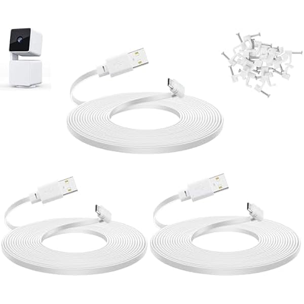 liuliuliu 3-Pack 20 ft Cable for WYZE Cam Pan v3 Camera, Long Flat ...