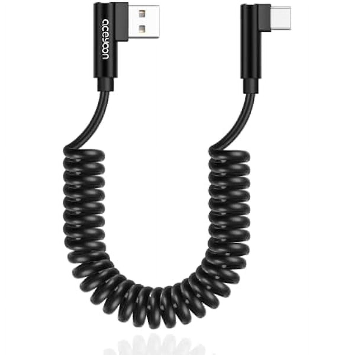 liuliuliu USB to USB C Cable, 90 Degree Right Angled Coiled Fast ...