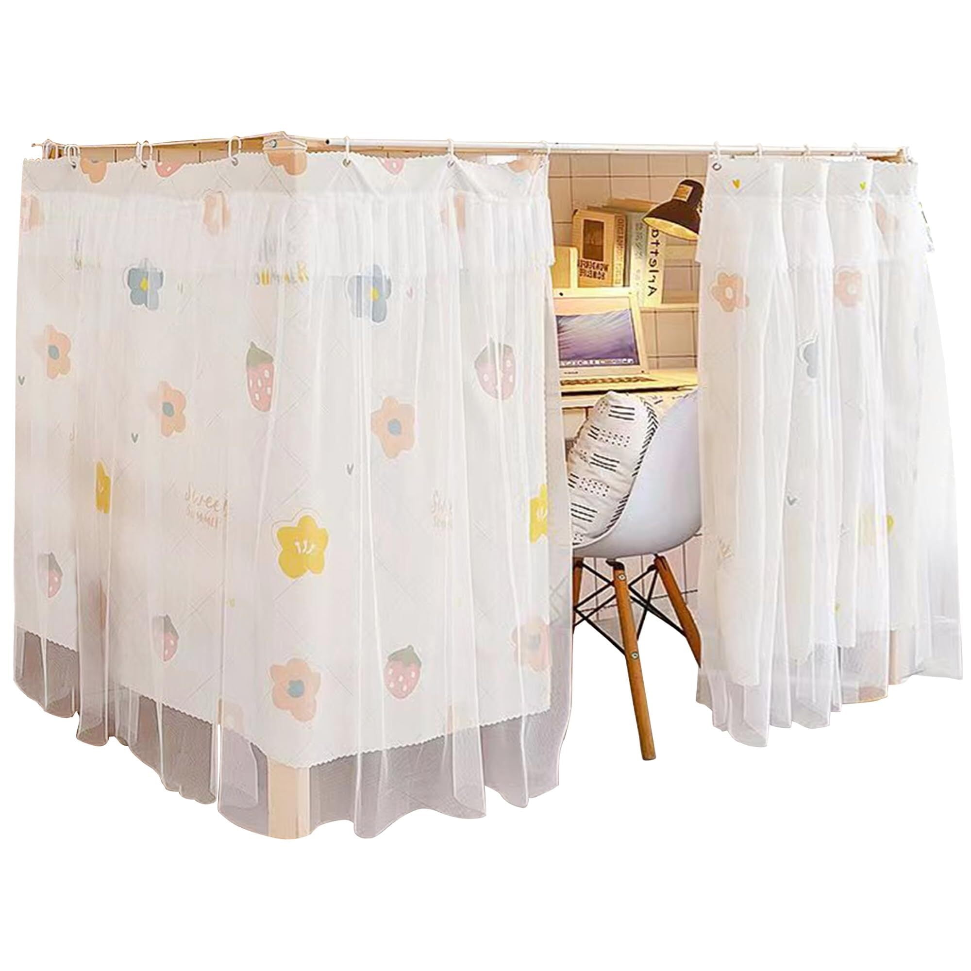 liuyon Beautiful Gauze Bunk Bed Curtains Drapes with Lace Privacy Bed ...