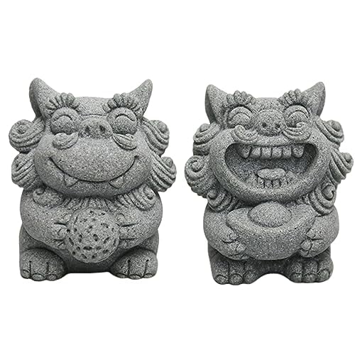 livelyfish Fish Tank Fu Foo Dogs Statues Decorations A Pair of Asian ...