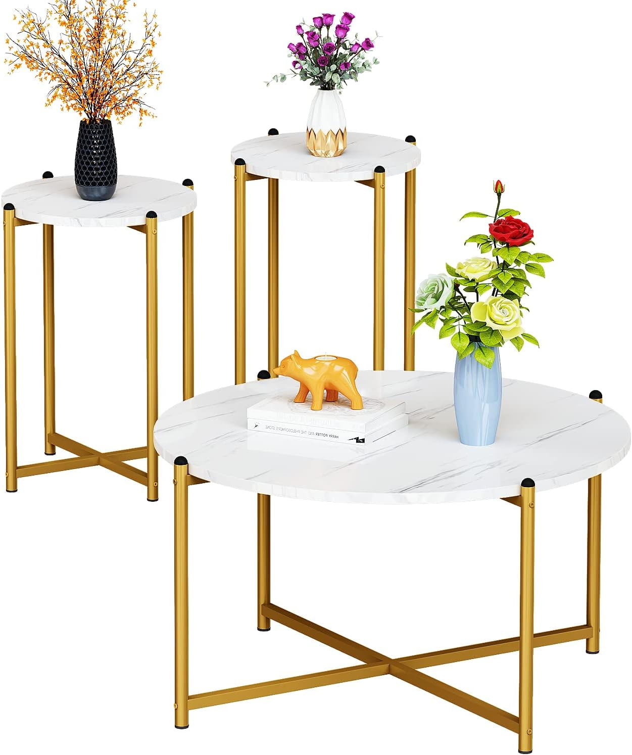 **living room coffee table set, faux marble living room table set of 3 ...