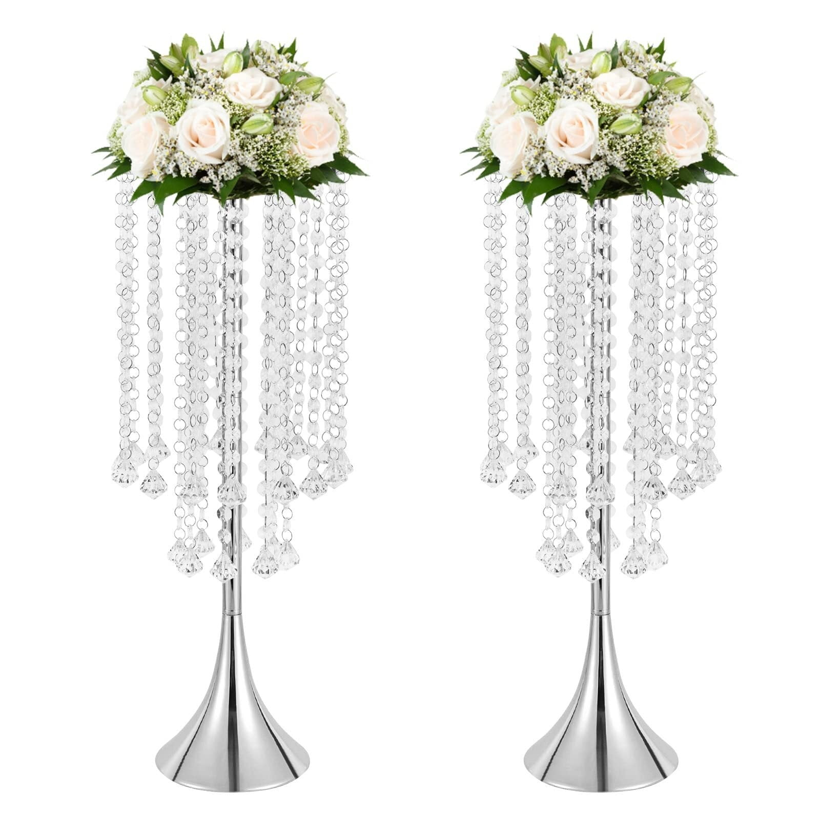 lixiao 2pcs Crystal Silver Centerpieces for Tables - 21.9'' Tall ...