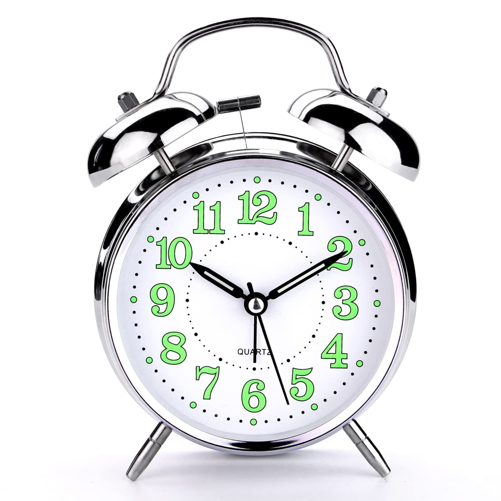 lixiao Analog Alarm Clock 4 inches Super Silent Non-Ticking Twin Bell Alarm Clock,Backlight ...