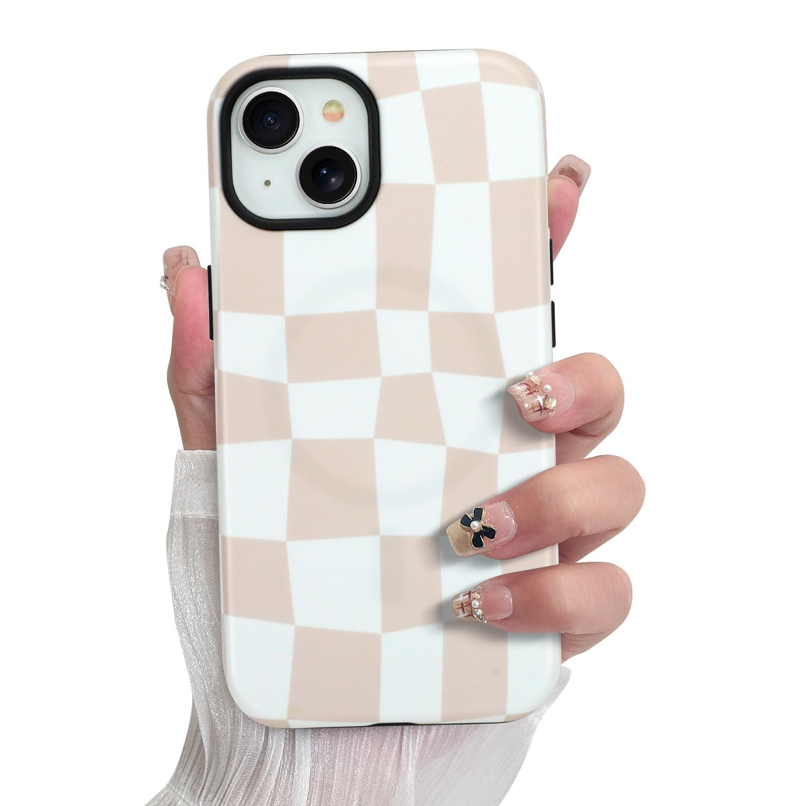 lixiao Magnetic Checkered Phone Case for iPhone 15 Pro Max, Cute Grids ...