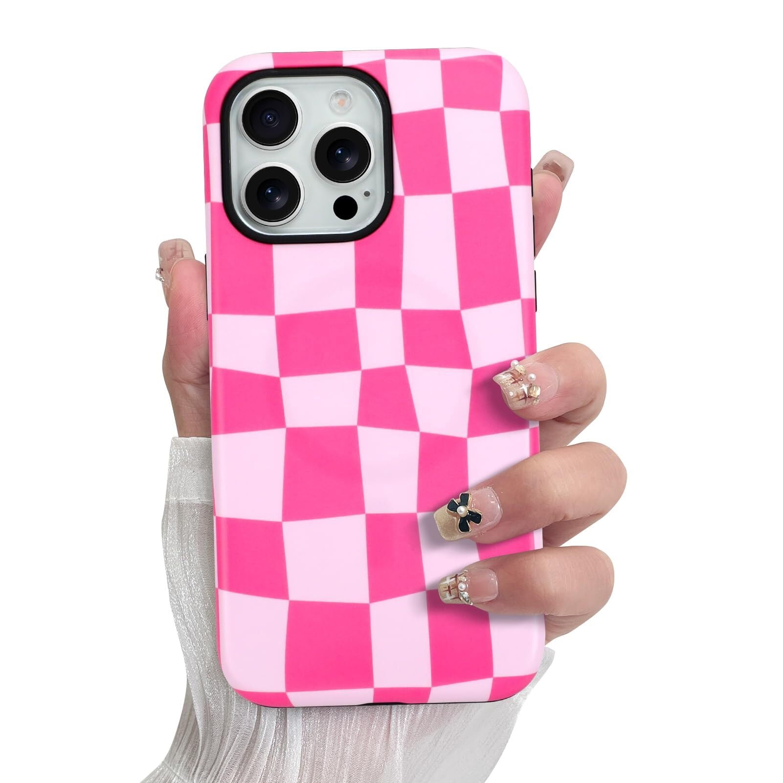 lixiao Magnetic Checkered Phone Case for iPhone 15 Pro Max, Cute Grids ...