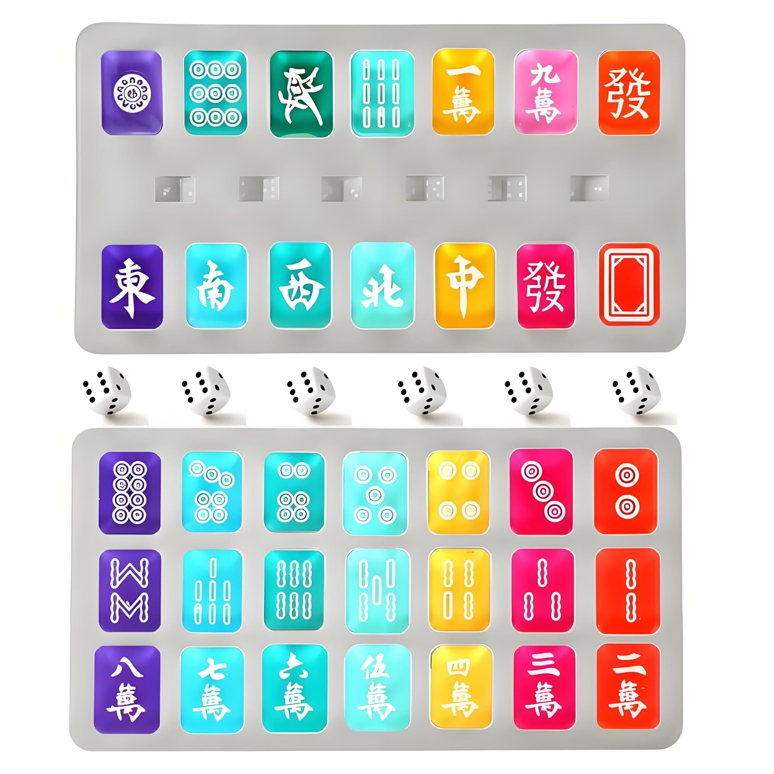 lixiao Mahjong Silicone Mold, Chinese Mahjong Tile Set Silicone Molds ...