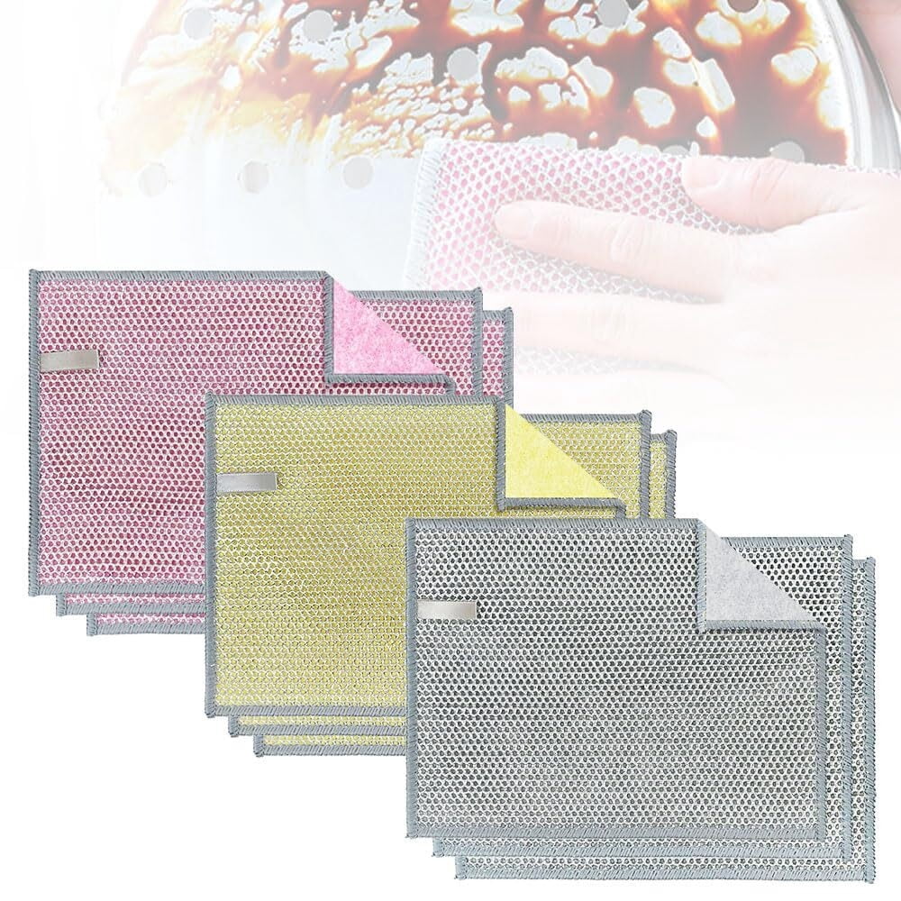 lixiao Multipurpose Wire Dishwashing Rags for Wet and Dry, Steel Wire ...
