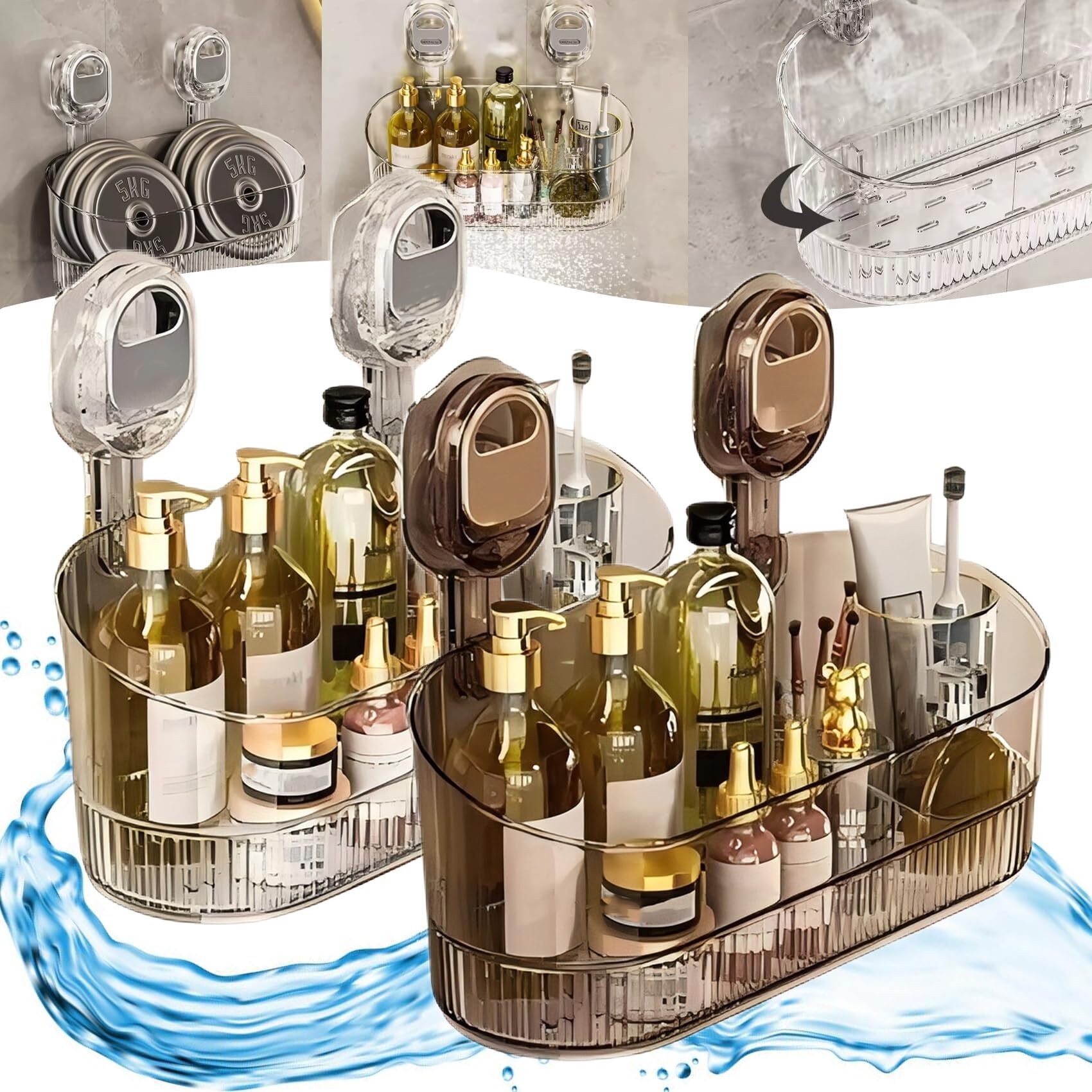 zhangxinan No-Drill Bathroom Suction Storage Box, Corrugated Suction ...