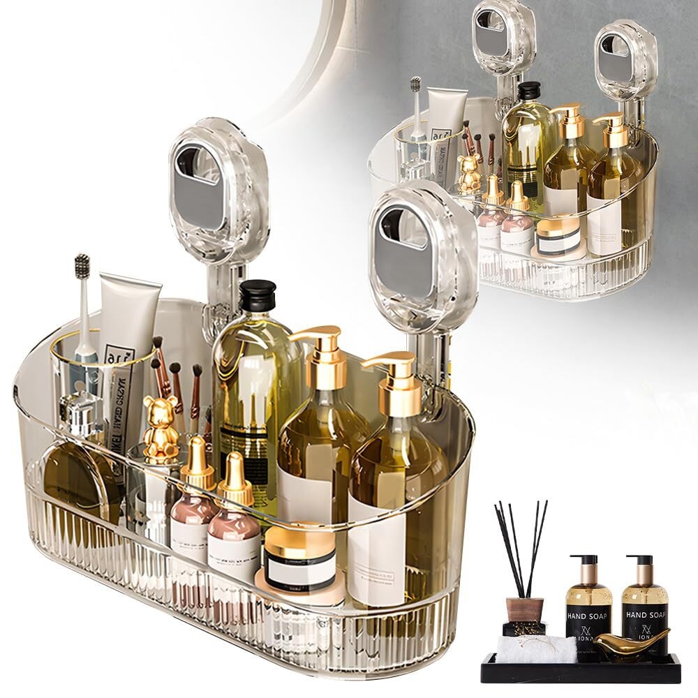 zhangxinan No-Drill Bathroom Suction Storage Box, Powerful Suction Cup ...