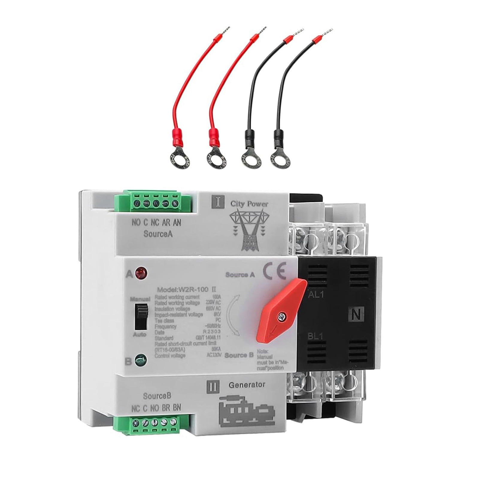 lixuesong 100A 2P Automatic Transfer Switches Din Rails Mounted ...