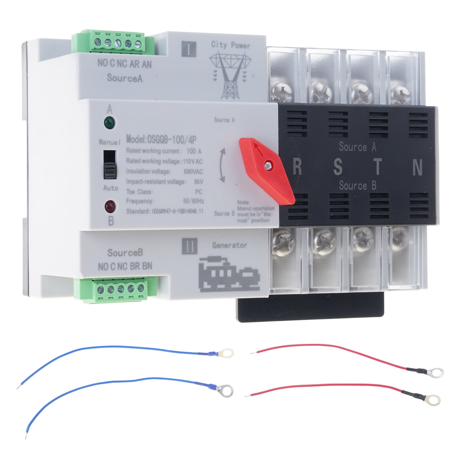 lixuesong 100A 4Pole Double Power Automatic Transfer Switches Din Track ...