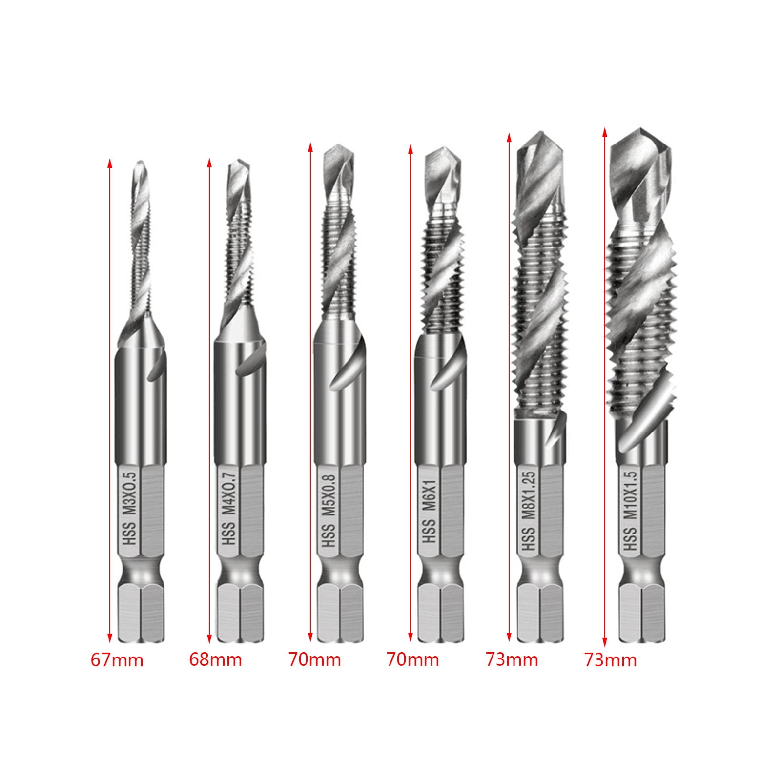 lixuesong 6pcs M3-M10 Screw Tap Drill Bits Taps Countersink Deburr Set ...