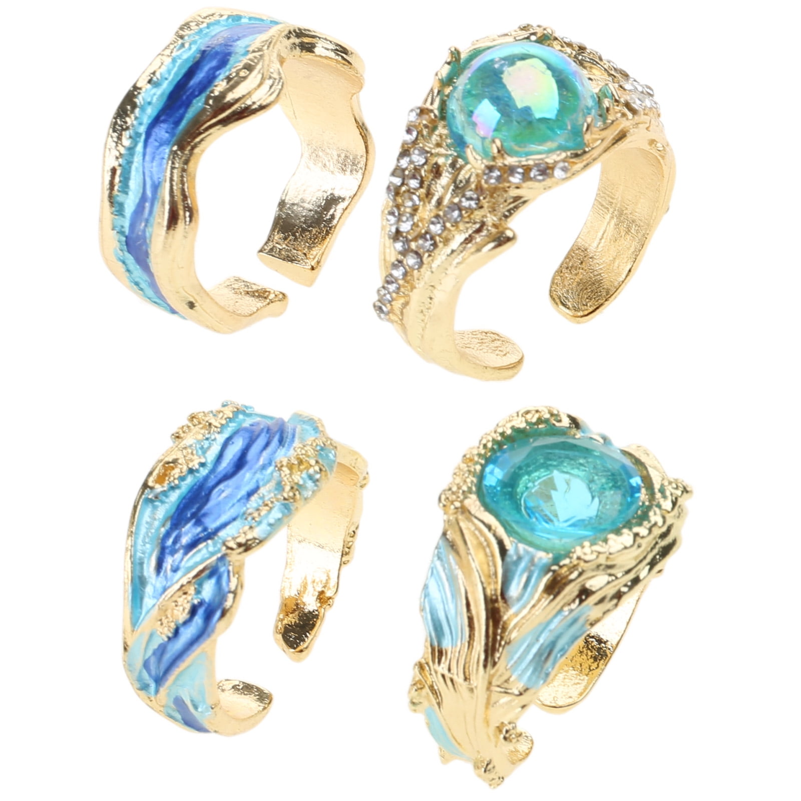 lixuesong Adjustable Oceans Waving Rings Inspirational Sea Elegant ...