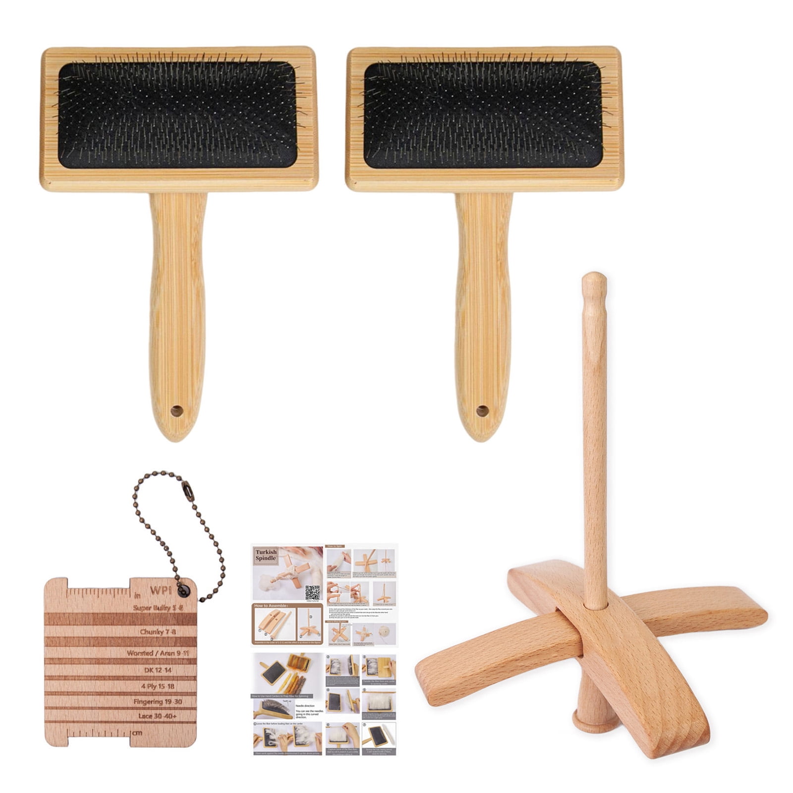 lixuesong Crosses-Shaped Spindle Wool Carders Spindle Carding Brushes ...
